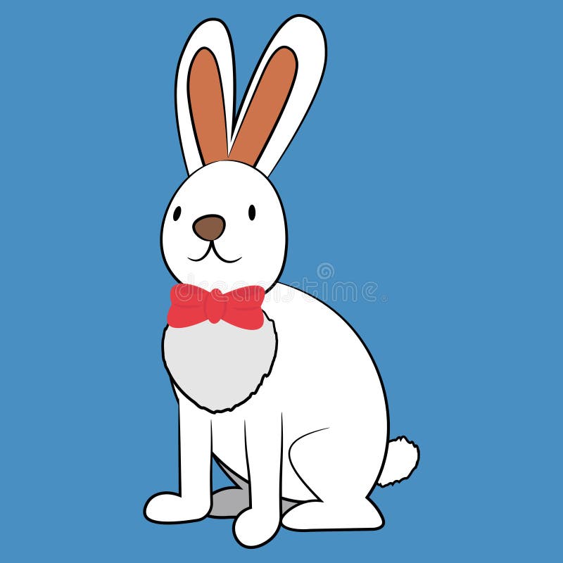 Christmas Character of Rabbit with Red Bow Stock Vector - Illustration ...