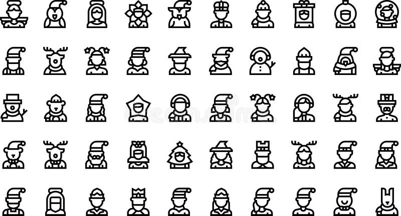 Christmas Characters Icons High-Quality Vector Icons Collection with ...