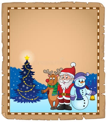 Christmas Characters Theme Parchment 2 Stock Vector - Illustration of ...