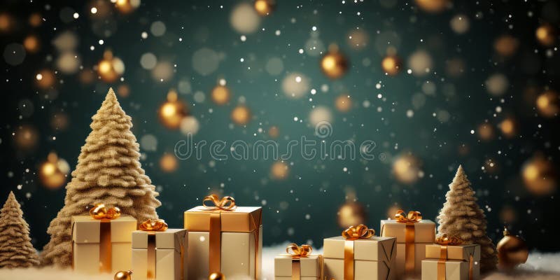 Christmas Cheer in 3D Gift Boxes and a Lush Holiday Tree Stock ...