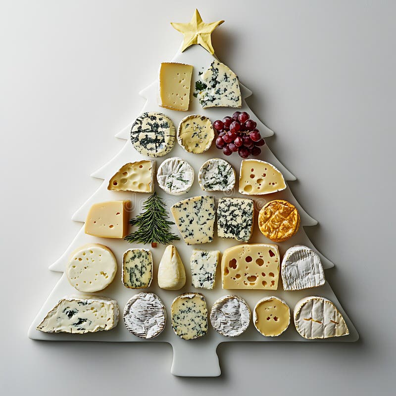 Christmas Cheese Board Arranged in the Shape of a Festive Tree Stock ...