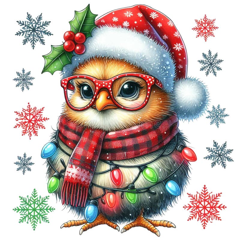 Christmas Chicken with Christmas Lights Stock Illustration ...