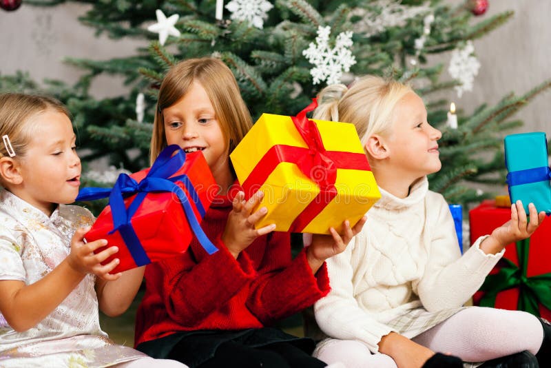 Christmas - Children with Presents Stock Image - Image of persons ...