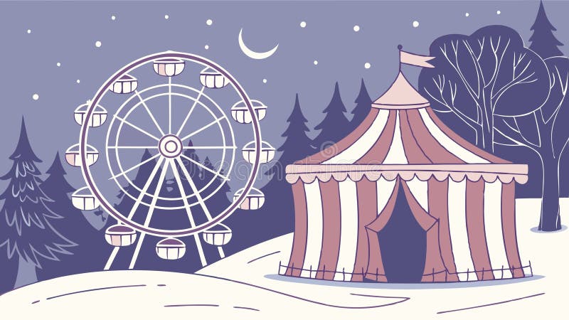 Christmas Circus at Night. Frozen Ice. Digital Illustration Stock ...