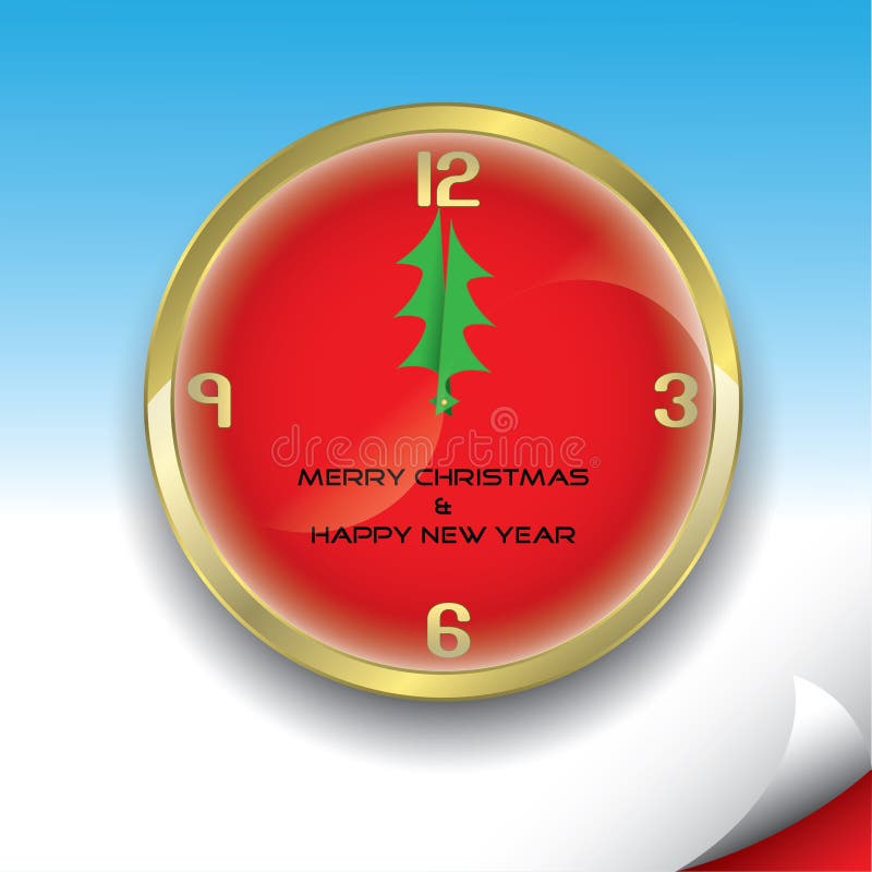 Christmas Clock with Christmas Tree Stock Vector - Illustration of ...