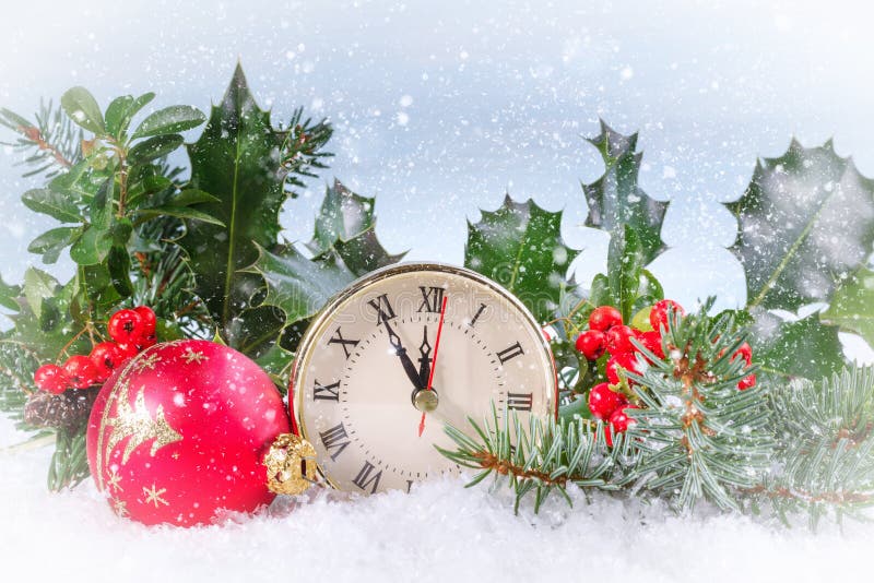 Christmas clock stock image. Image of green, bauble, decoration - 61805217
