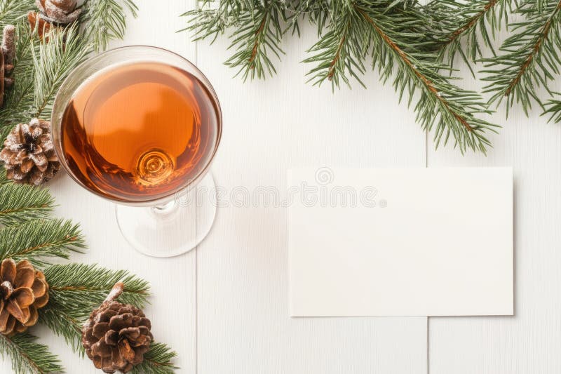 Christmas Cocktail in Glass and a Blank Card. Ai Generated Stock Photo ...