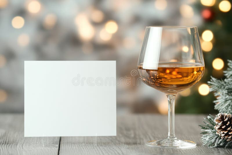 Christmas Cocktail in Glass and a Blank Card. Ai Generated Stock Photo ...