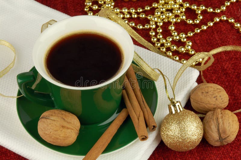 Christmas coffee stock photo. Image of golden, baubles - 22070218