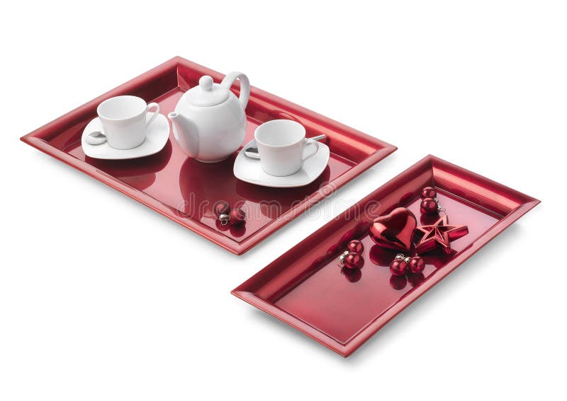 Christmas coffee set stock image. Image of plate, path - 16408757