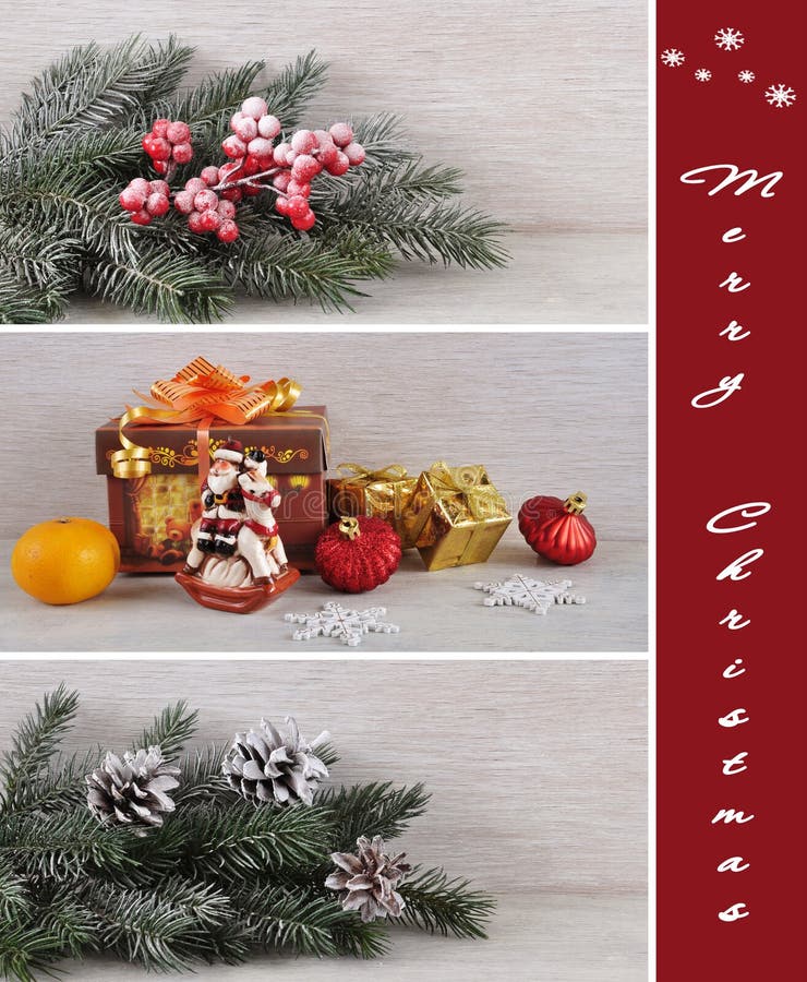 Christmas collage. stock image. Image of life, year, composition - 35850623