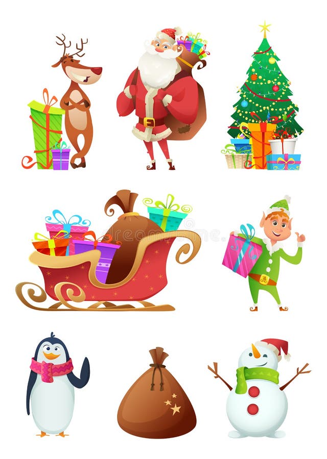 Christmas Collection of Characters Design. Cartoon Vector Illustration ...