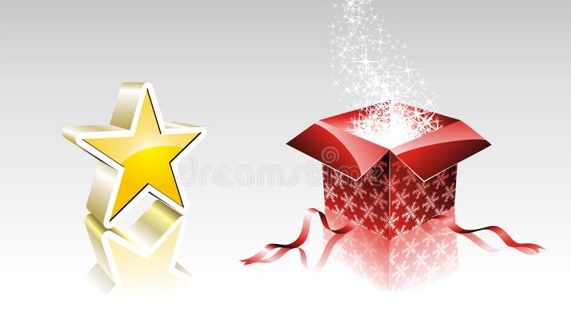 Christmas Collection with Shiny Star and Gift Box. Stock Vector ...