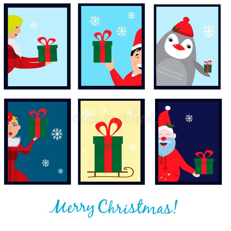 Christmas Collection with Six Cards. Vector. EPS 10. Stock Vector ...