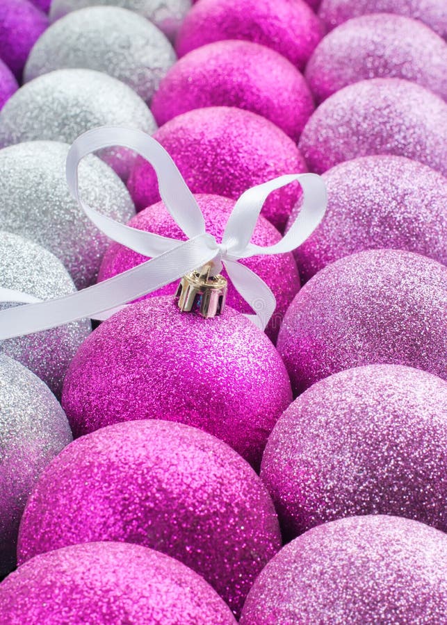Christmas Colorful Brilliant Balls in a Row Stock Photo - Image of ...