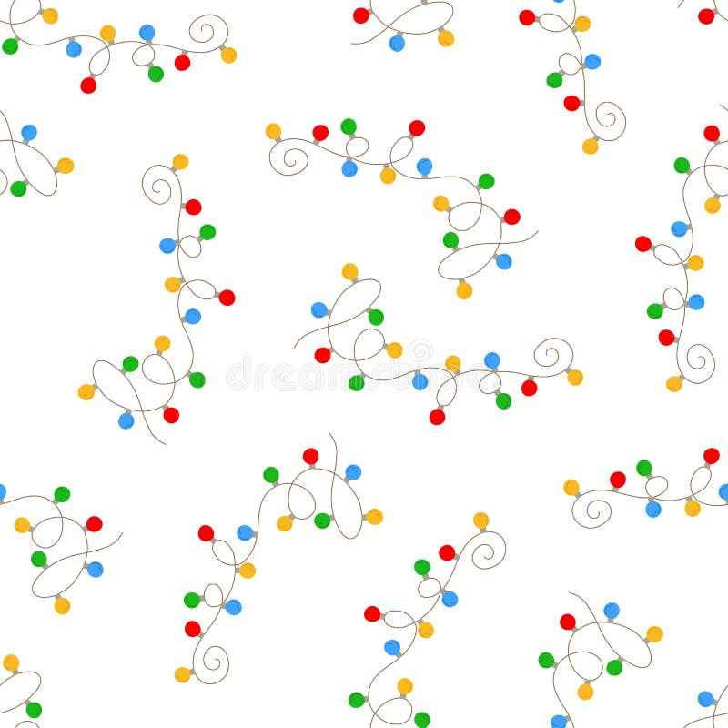 Christmas Colorful Multicolored Lights Curly String Garland Seamless ...