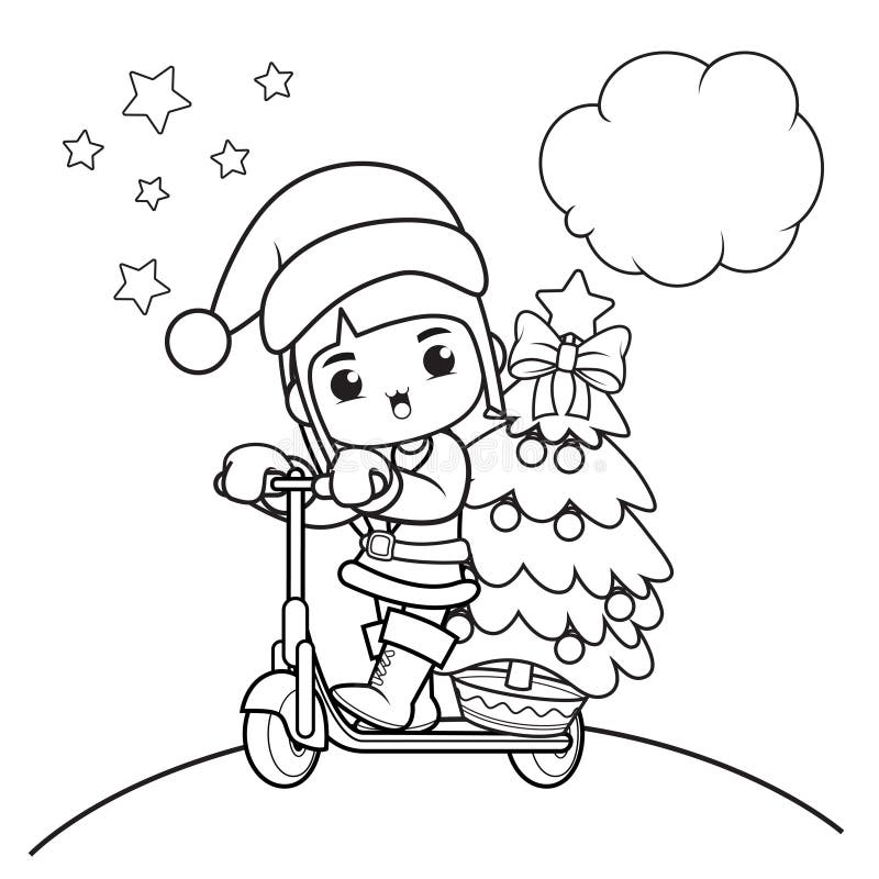 Christmas Coloring Book with Cute Girl Stock Vector - Illustration of ...