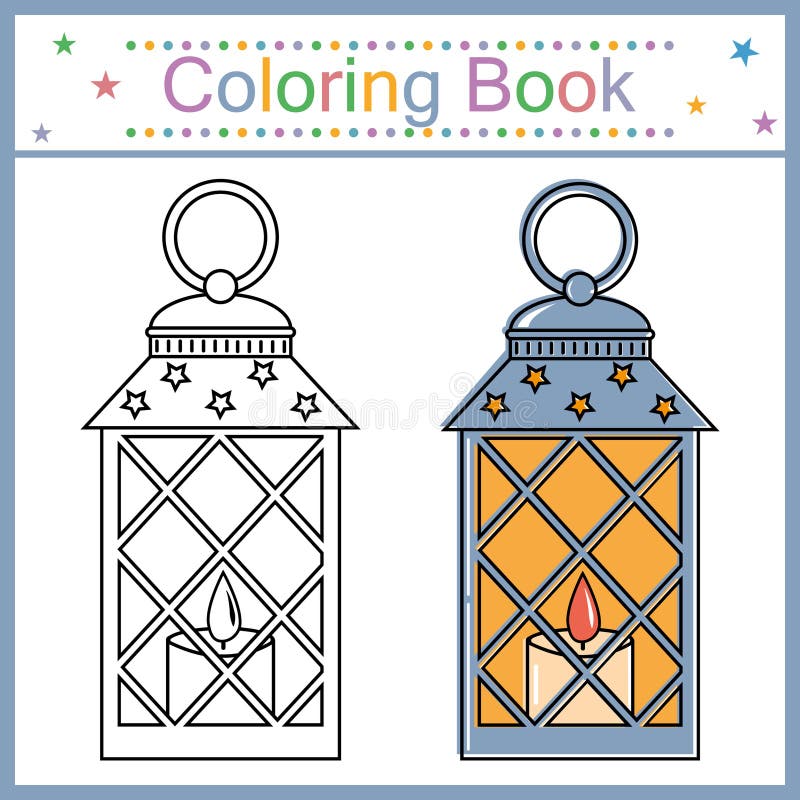 Christmas Coloring Book or Page for Kids. Christmas Lantern Black and ...