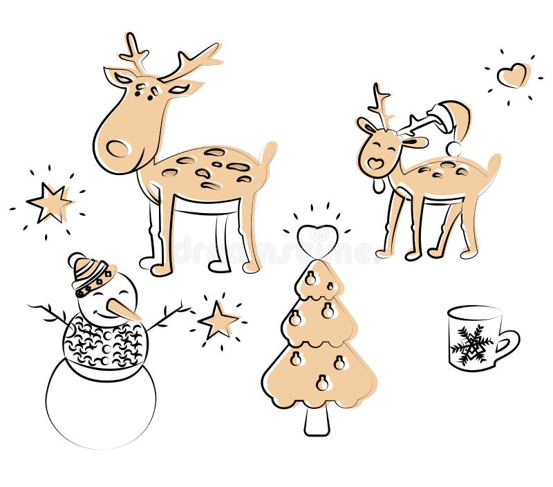 Christmas Coloring Elements in Vector Stock Vector - Illustration of ...