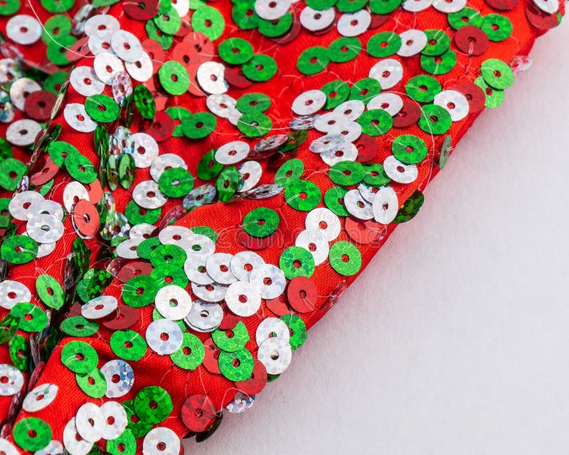 Christmas Colours, Red, Green and Silver Shiny Sequins on Large Red Bow ...