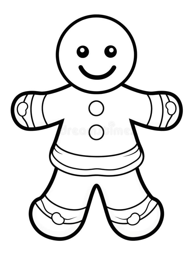 Christmas Colouring Page, Gingerbread Man Stock Illustration ...