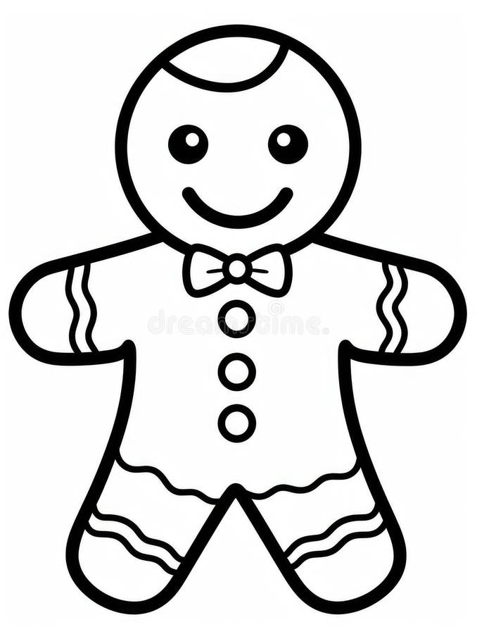 Christmas Colouring Page, Gingerbread Man Stock Illustration ...