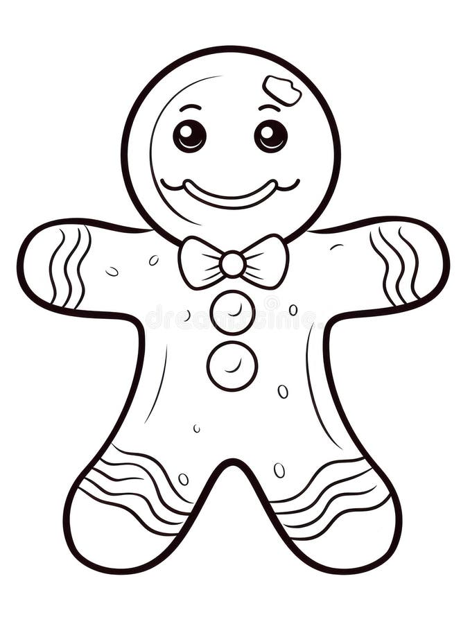 Christmas Colouring Page, Gingerbread Man Stock Illustration ...