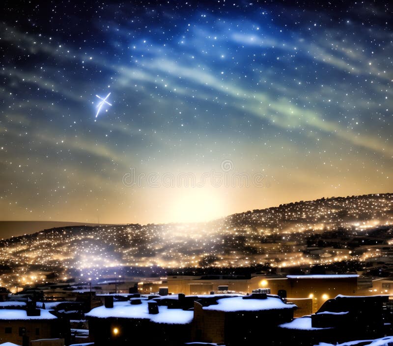 Christmas Comet in the Sky, Generative AI Illustration Stock ...