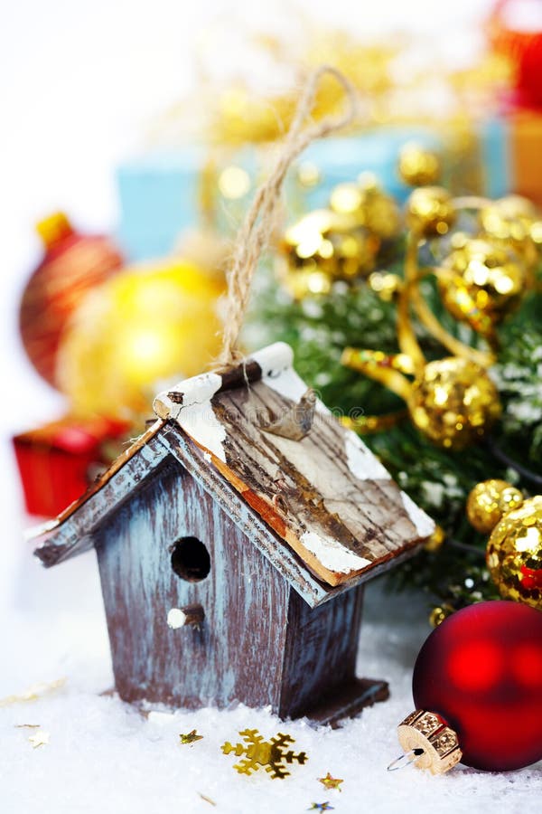Christmas composition stock image. Image of happy, birdhouse - 27670357