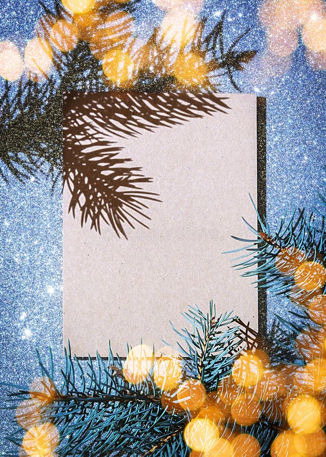 Christmas Composition. Christmas Card with Christmas Tree Shadows on ...