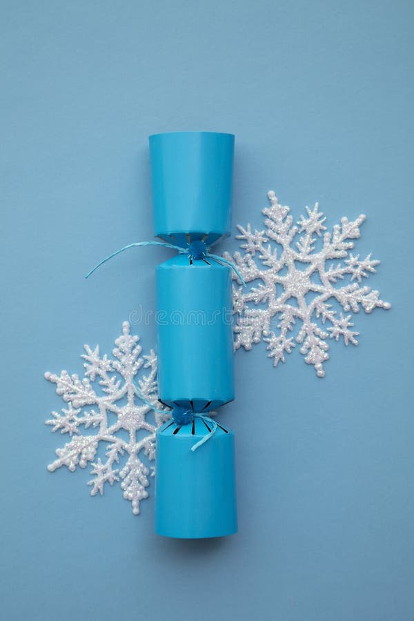 Christmas Composition. Festive Cracker with White Winter Snowflake ...