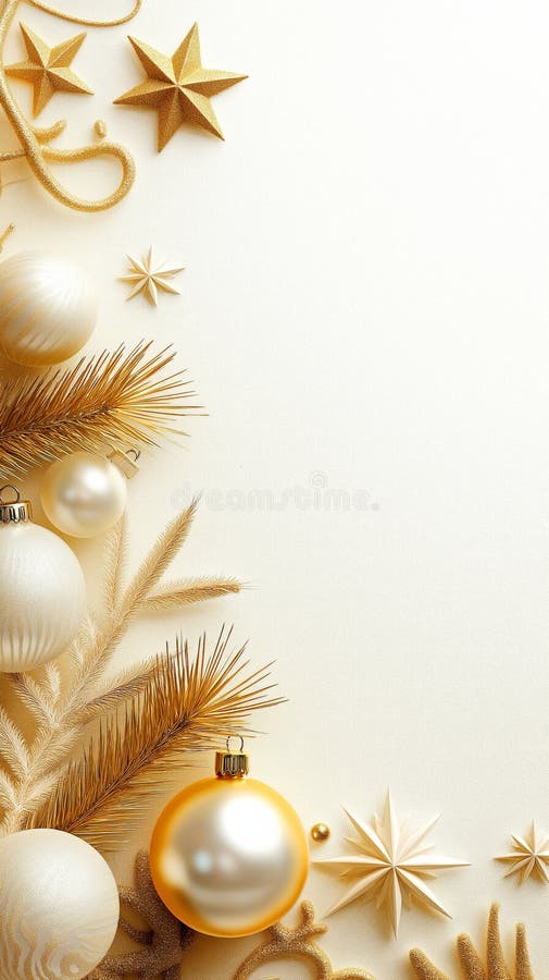 Christmas Composition. Top View of Golden, Elegant Flat Lay with a ...