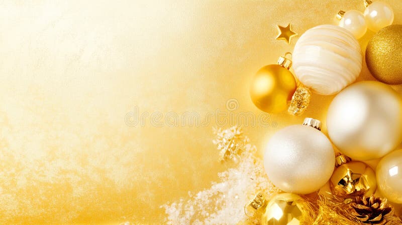 Christmas Composition. Top View of Golden, Elegant Flat Lay with a ...