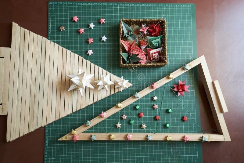 Christmas Composition. Christmas Tree Made of Colorful Decorations, Top ...
