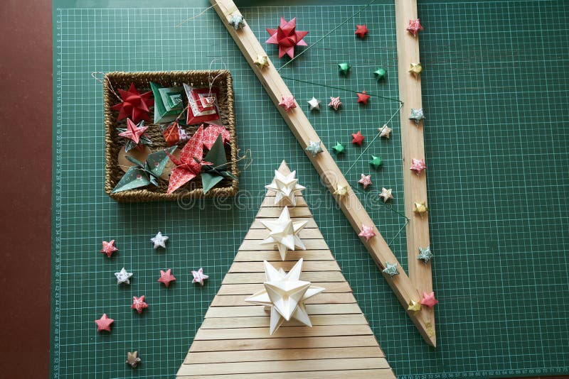 Christmas Composition. Christmas Tree Made of Colorful Decorations, Top ...