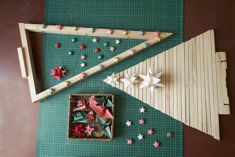 Christmas Composition. Christmas Tree Made of Colorful Decorations, Top ...