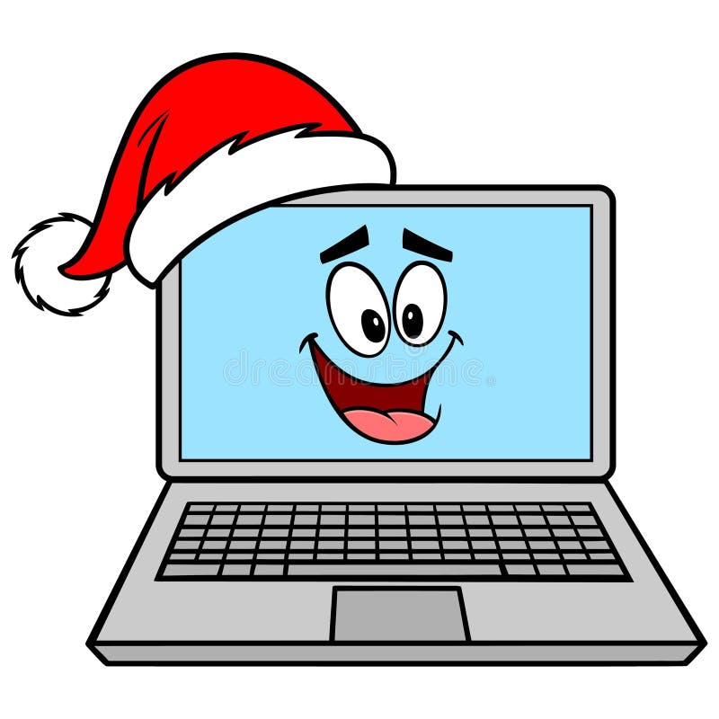 Christmas Computer stock vector. Illustration of character - 344722858