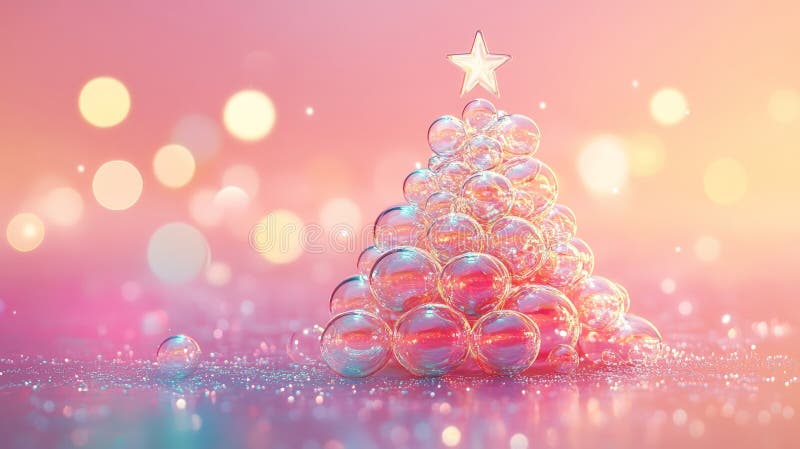 Christmas Concept Isolated Bubble Christmas Tree with Sparkling Star on ...