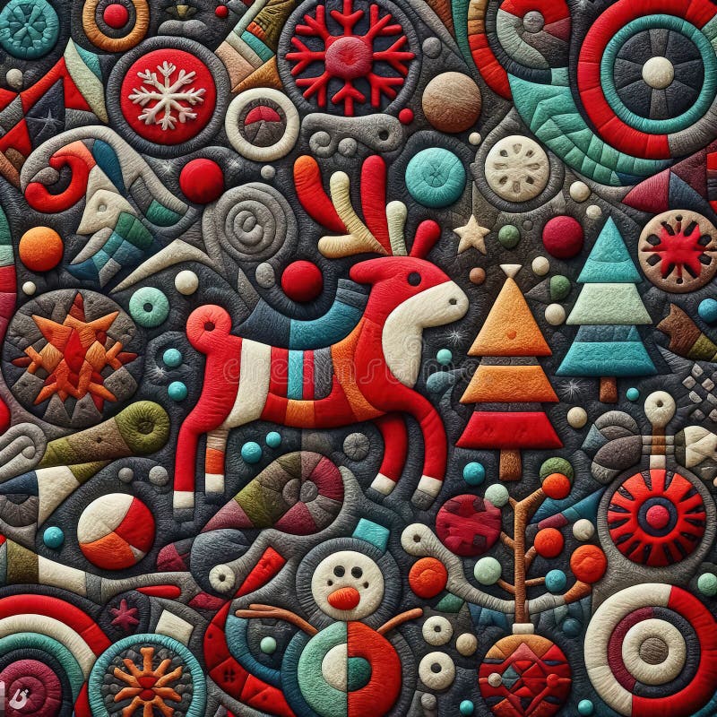 Felt Art Patchwork, Christmas Concept, Needlepoint, Abstract Silhouette ...