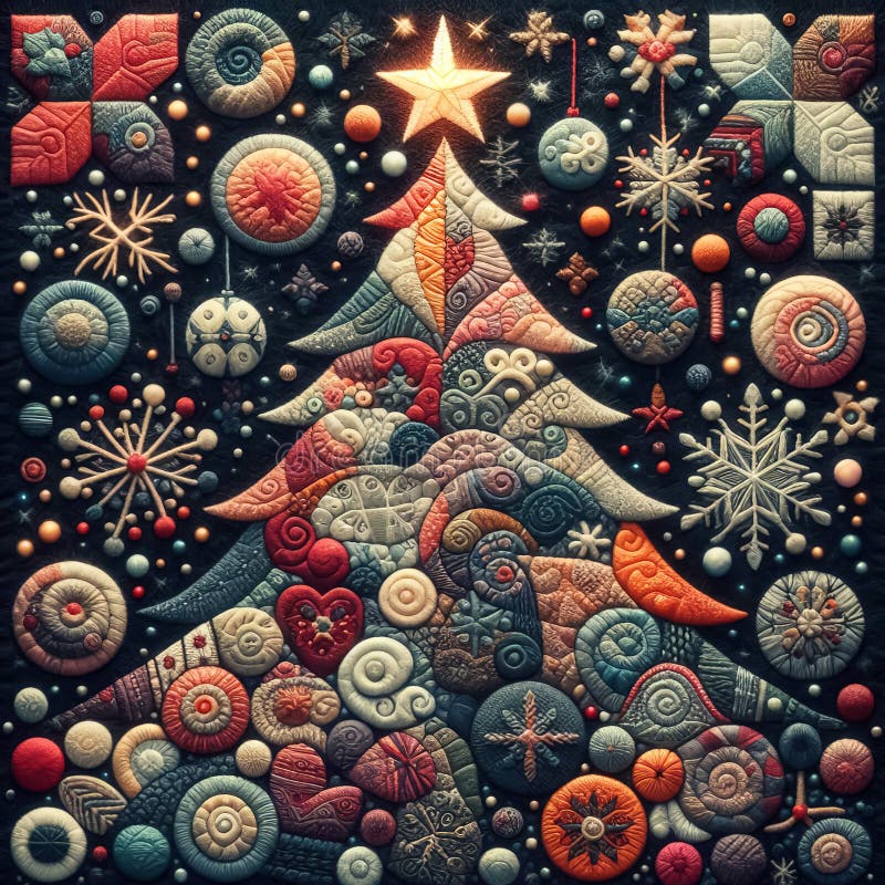 Felt Art Patchwork, Christmas Concept, Needlepoint, Abstract Silhouette ...