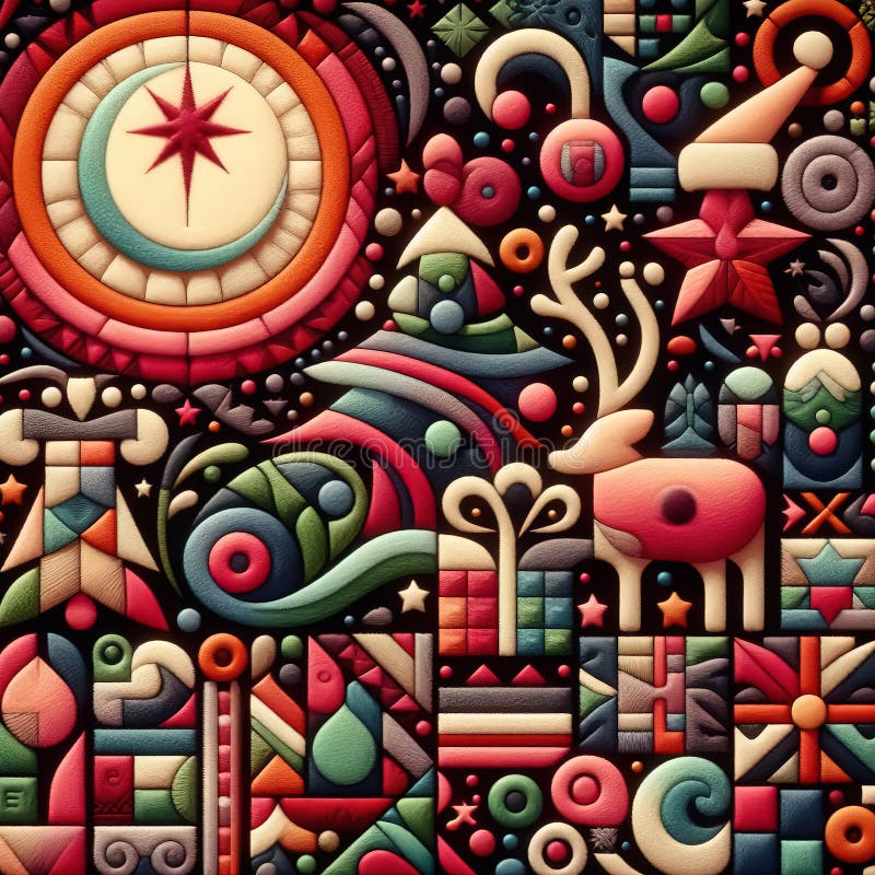 Felt Art Patchwork, Christmas Concept, Needlepoint, Abstract Silhouette ...