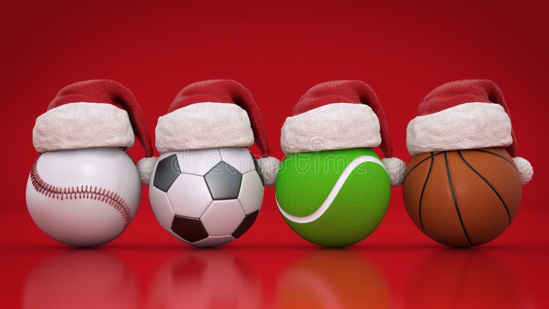 Christmas Concept. Sports Balls Stock Illustration - Illustration of ...