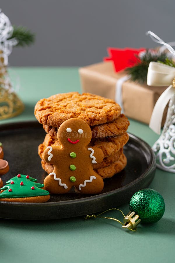 Christmas Concept Still Life with Gingerbread Men and Cookies Stock ...