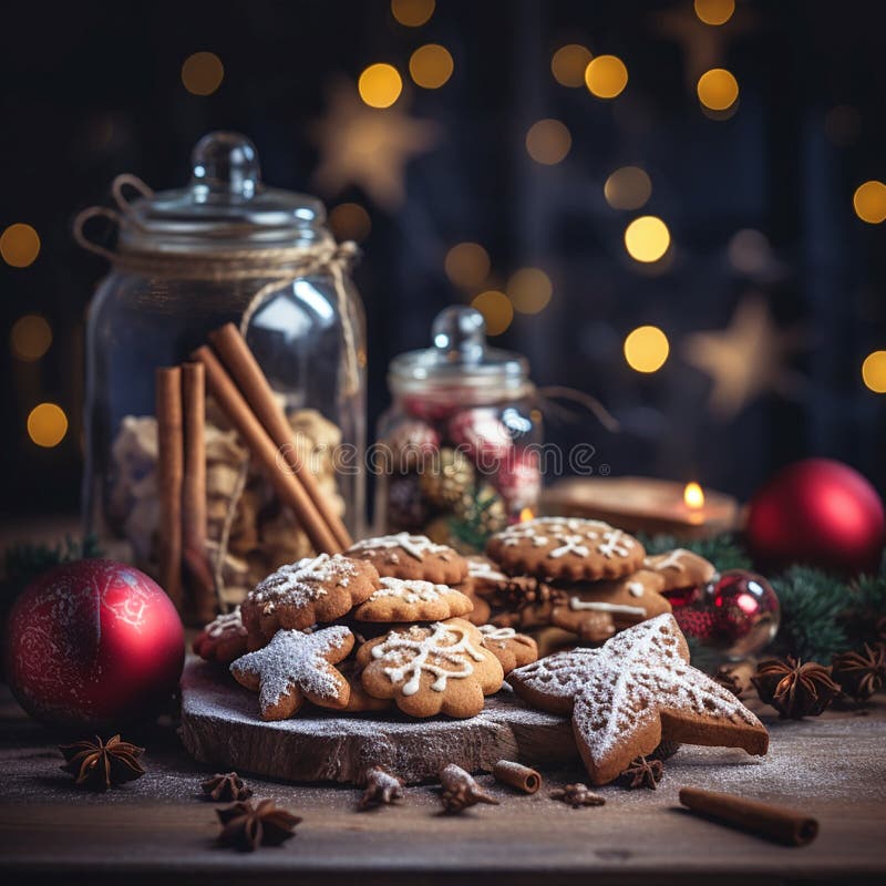 Christmas Cookie Decorations Right, Festive Illustration 2 Stock ...