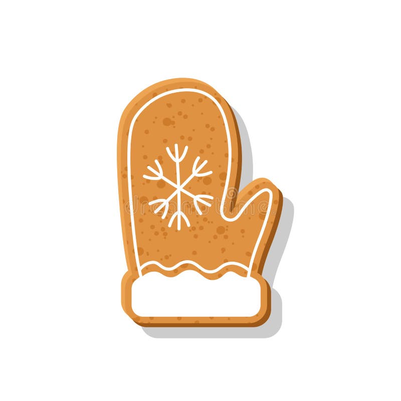 Christmas Cookie Mitten, Gingerbread with Glaze Isolated Vector ...
