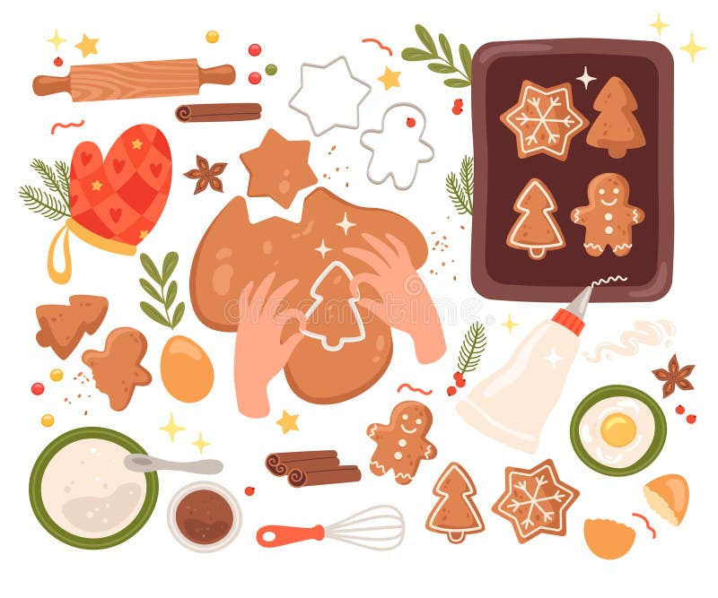 Christmas Cookies Baking Master Class Process Design Elements Top View ...