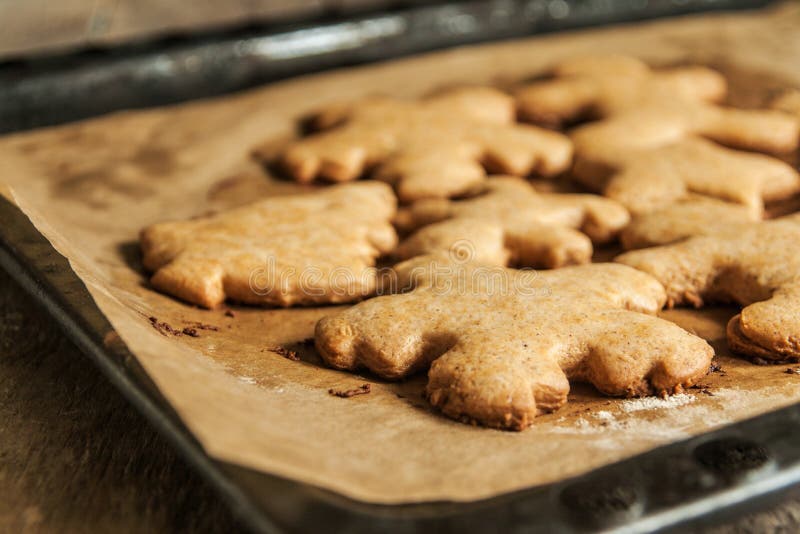 Christmas Cookies on a Baking Sheet Close Up Stock Image - Image of ...