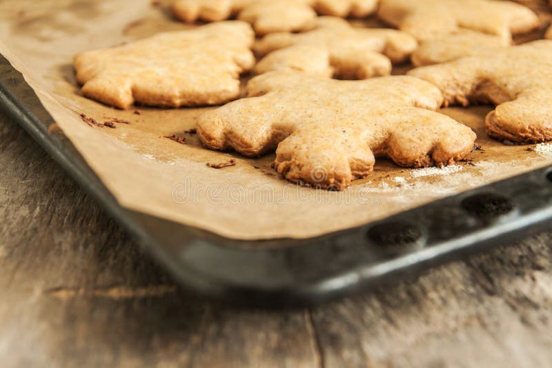 Christmas Cookies on a Baking Sheet Close Up Stock Image - Image of ...