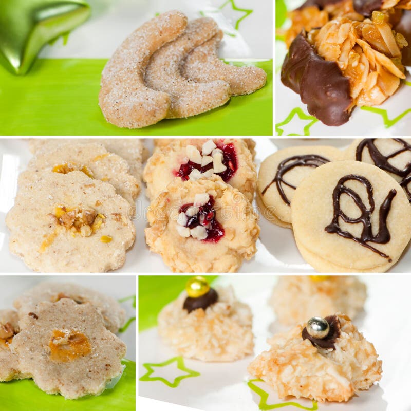 Christmas cookies collage stock photo. Image of plate - 34456390