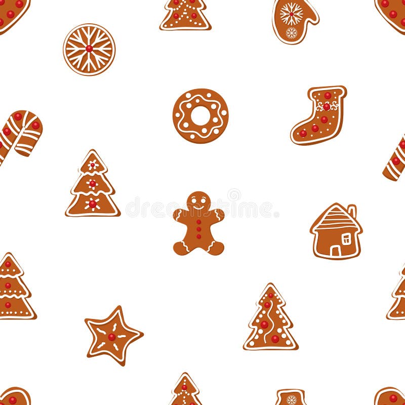 Christmas Cookies. Gingerbread. Isolated on White. Vector Stock ...